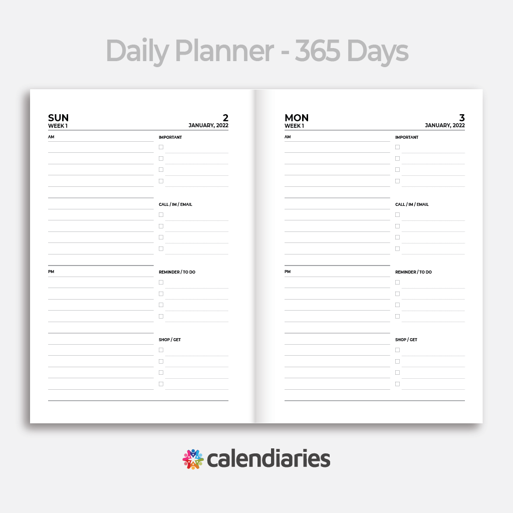 2022 Calendar Daily Planner (White) Hardcover - Calendiaries
