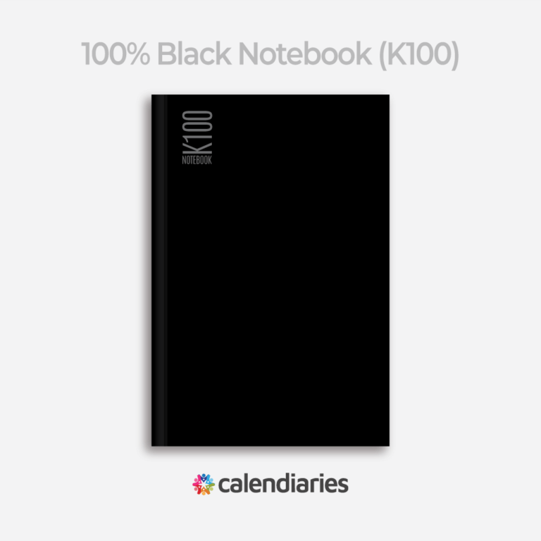 100% Black Wide Ruled Notebook - Calendiaries